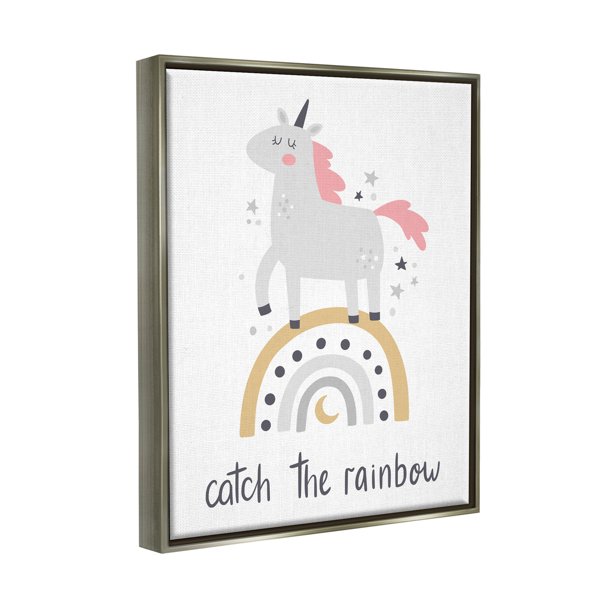 Zoomie Kids Catch The Rainbow Unicorn Framed Floater Canvas Wall Art Design By LSR Design Studio ...